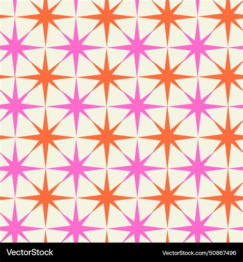 Pink Orange Atomic Starbursts Seamless Pattern Vector Image