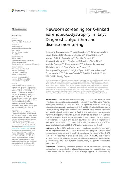 Pdf Newborn Screening For X Linked Adrenoleukodystrophy In Italy