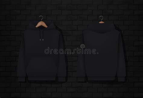 Men Black Hoody Realistic Jumper Mockup Stock Vector Illustration Of