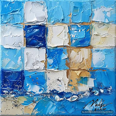 Ai创作图彩色块油画 色彩玻璃抽象画 方块色油画 玻璃质感抽象画 玻璃抽象画 抽象玻璃画 块状油画 蓝白马赛克 彩色砌块画 厚油画色块 彩色玻璃拼贴装饰墙画 艺术玻璃彩色马赛克 块面抽象画