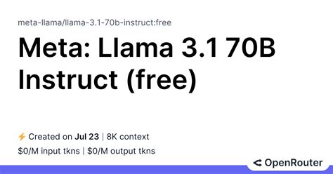 Meta Llama 31 70b Instruct Free Provider Status Openrouter