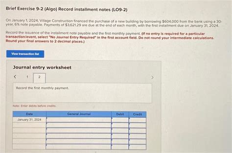 Solved Brief Exercise 9 2 Algo Record Installment Notes Chegg