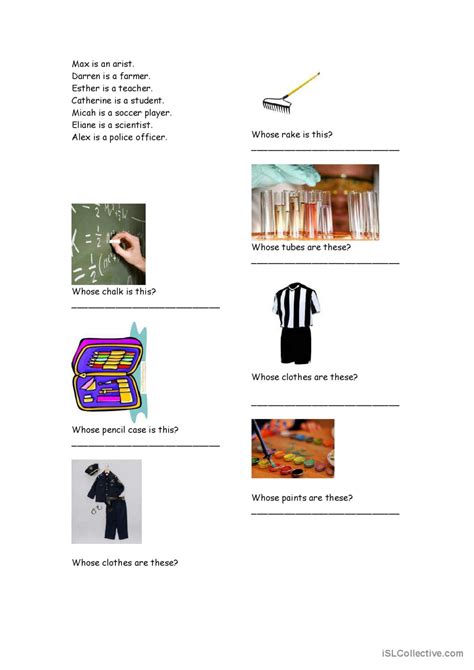Whose And Who Is 2 English Esl Worksheets Pdf And Doc