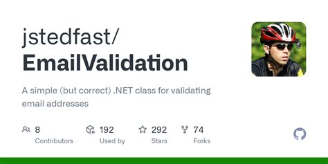 Github Jstedfastemailvalidation A Simple But Correct Net Class For Validating Email Addresses