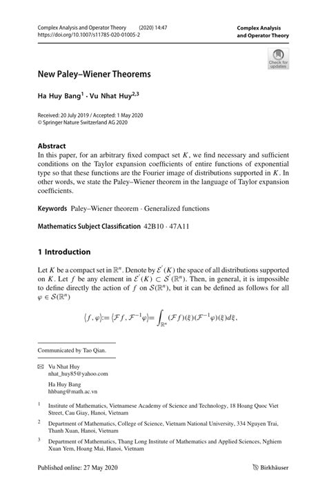 [pdf] New Paley Wiener Theorems