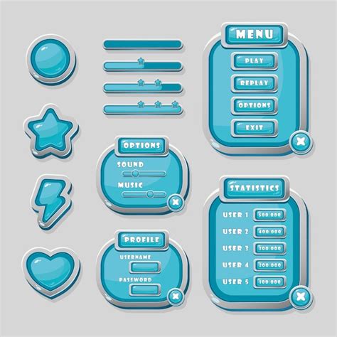 Premium Vector Blue Vector Buttons A Progress Bar And Navigation Windows For The Design Of The