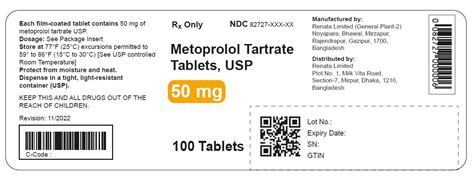 Dailymed Metoprolol Tartrate Film Coated Metoprolol Tartrate Tablet