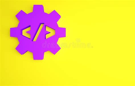 Purple Web Design And Front End Development Icon Isolated On Yellow Background Minimalism