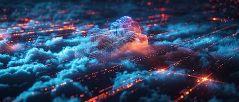 Futuristic 3d Hologram Of Cloud Services With Dynamic Data Visualization Premium Ai Generated