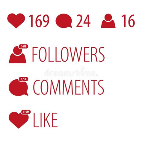 Set Of Like Comment Follower Isolated Counter Notification Flat