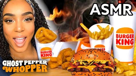 먹방asmr Mukbang Burger Kings Ghost Pepper Whopper Review Nenes Eats