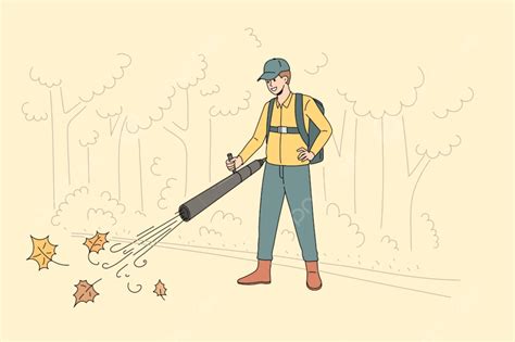 Fallen Leaves Vector Hd Png Images Cleaning Park From Fallen Leaves