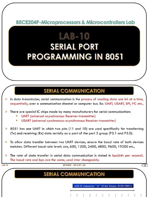 lab 10 8051 serial communication pdf