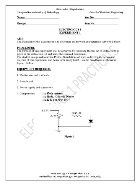 Electronics 1 Practicals 2018 Pdf Electronics Diode