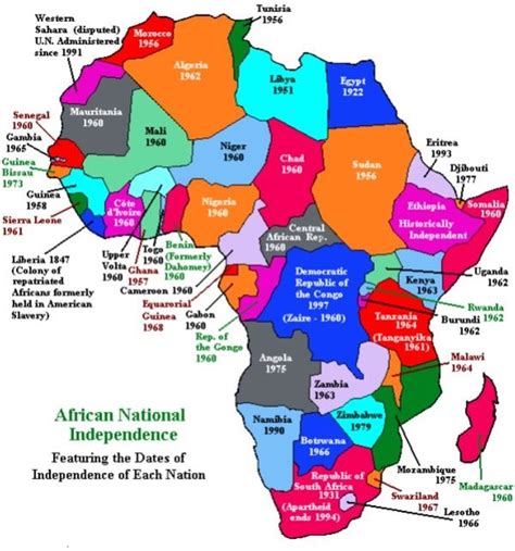 Dates Dindépendance Des états Africains Carte Afrique Géographie