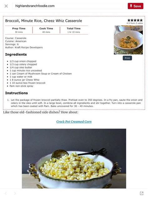 Broccoli Minute Rice And Cheese Whiz Casserole Recipe