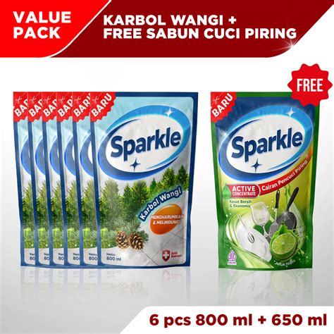 Jual Buy 6 Sparkle Karbol Wangi Pine Cairan Pembersih Lantai 800 Ml