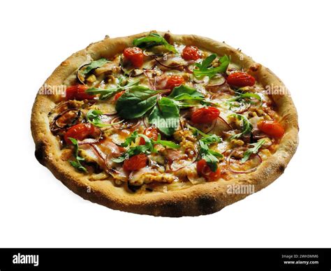 Classic Italian Pizza Margherita With Chicken Tomatoes Cherry And