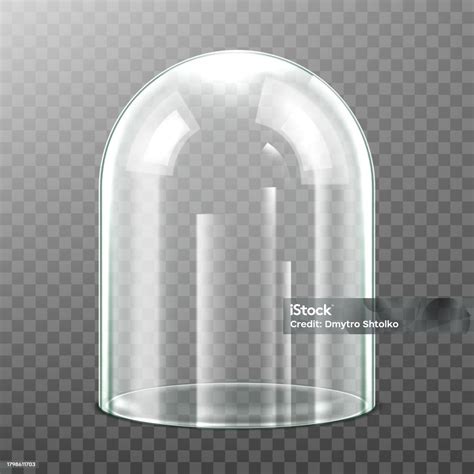 투명한 배경에 고립된 유리 돔 사실적인 3d 디테일 구형 유리 돔 커버 벡터 일러스트 레이 션 보호에 대한 스톡 벡터 아트 및 기타 이미지 Istock