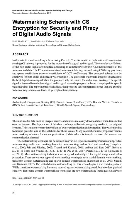 Pdf Watermarking Scheme With Cs Encryption For Security And Piracy Of