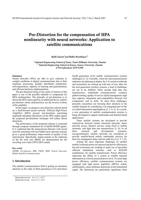 Pdf A Neural Network Pre Distorter For The Compensation Of Hpa