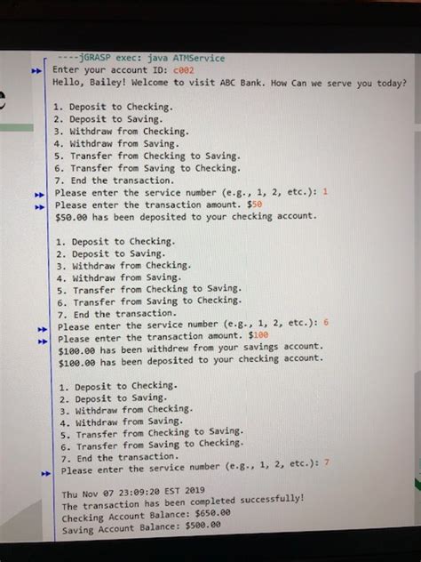 Solved Grasp Exec Java Atmservice Enter Your Account Chegg