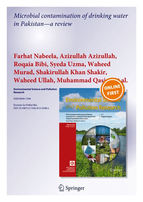 Pdf Microbial Contamination Of Drinking Water In Pakistan A Review