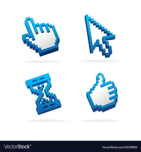 Retro Blue Pixel Computer Cursor Set Royalty Free Vector