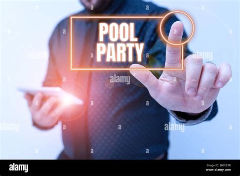 Sign Displaying Pool Party Word Written On Celebration That Includes