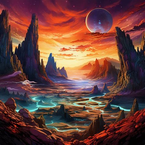 Premium Photo Majestic Rock Formations On Alien Planet