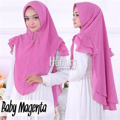 Hijab Khimar Hanum Swarovski Khimar syari softpad antem dengan variasi ...