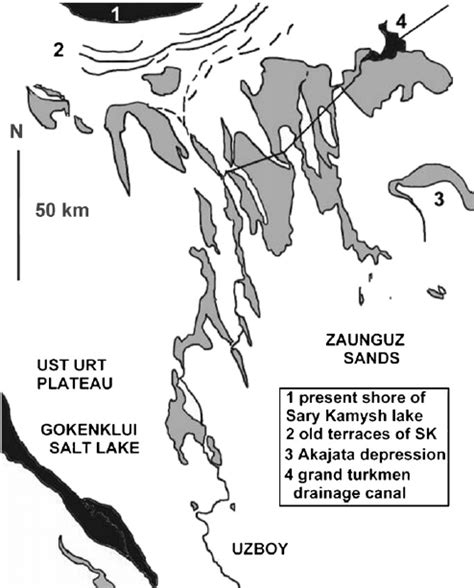 Schematic Geologic Map Of Upper Uzboy With Lateral Solonchaks