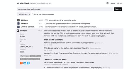 Github Thesephist Ycvibecheck Semantic Search Across Every Yc