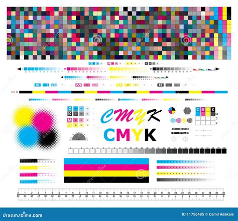 Print Test Cmyk Calibration Illustration With Color Test