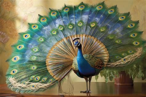 Premium Ai Image Majestic Peacock Displaying Shimmering Feathers In