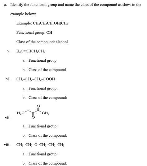 Solved A Identify The Functional Group And Name The Class