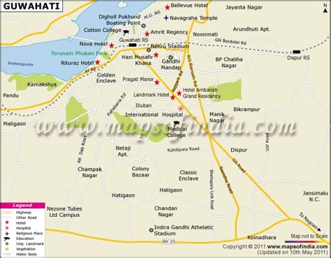 Guwahati City Map City Map Tourist Destinations City