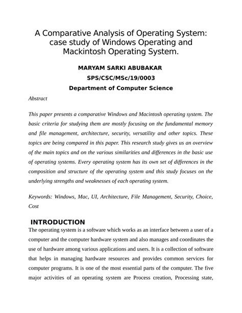 Pdf A Comparative Analysis Of Operating System Case Study Of Windows Pdf A Comparative Analysis Of Operating System Case Study Of Windows