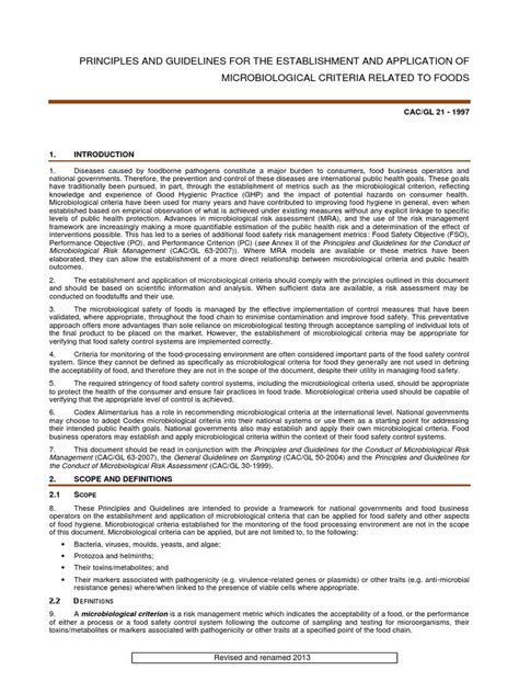 Cxg 021e Microbiology Pdf Food Safety Sampling Statistics