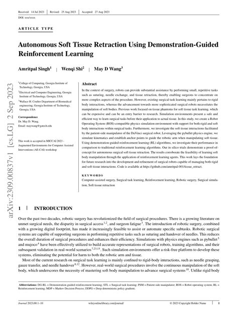 Pdf Autonomous Soft Tissue Retraction Using Demonstration Guided