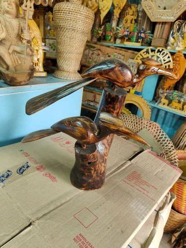 Brown Wooden Peacock Statue For Interior Decor Sizedimension 2feet