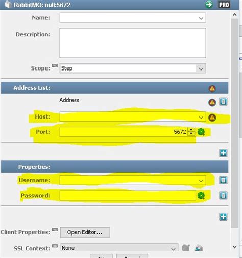 what are the configuration details necessary for rabbitmq service