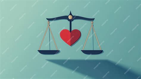Heart And Scales Of Justice Illustration On Teal Background