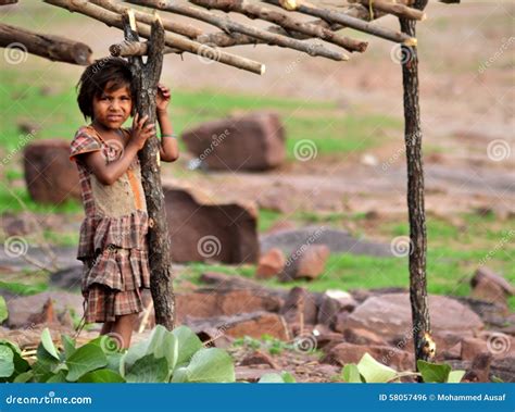A Small Indian Tribal Girl Editorial Image 58057496