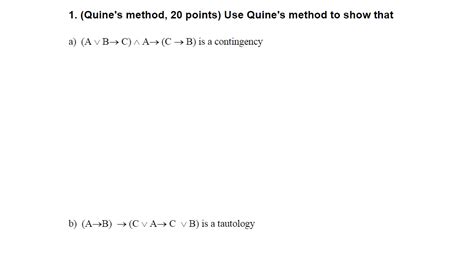 Solved Quine S Method Points Use Quine S Method To Chegg Com