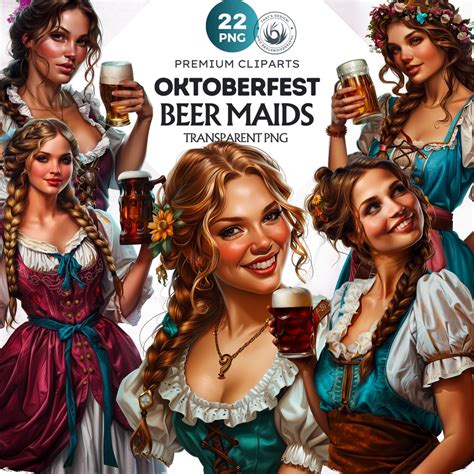 22 Oktoberfest Beer Maids Clipart Set Bavarian Girls Oktoberfest