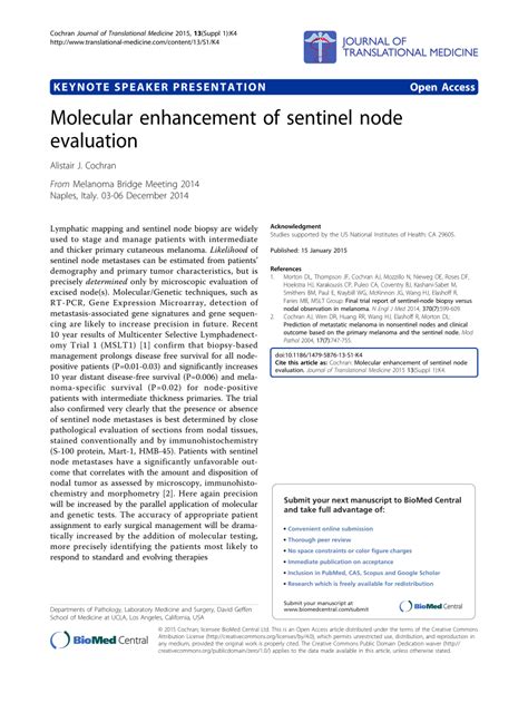 Pdf Molecular Enhancement Of Sentinel Node Evaluation