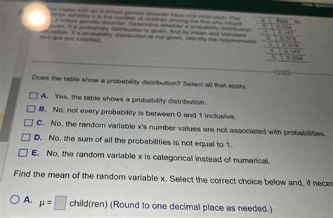 Solved Does The Table Show A Probability Distribution Chegg Com