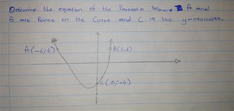 Solved Determine The Equation Of The Parabola Below A And B Are Points On The Curve And C Is