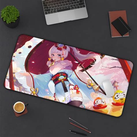 Ayaka Desk Mat Kamisato Ayaka Ayaka Desk Mat Genshin Etsy